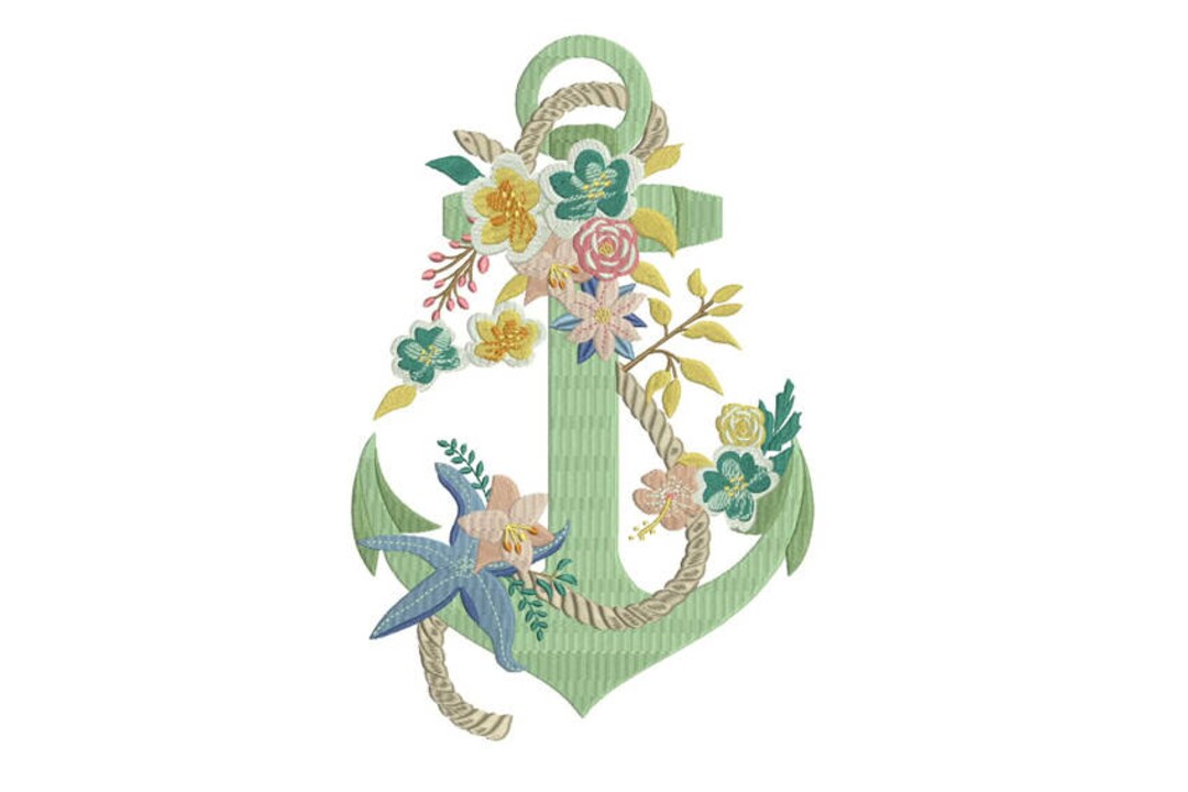 Machine Embroidery Bohemian Anchor Flowers Starfish Machine Embroidery ...