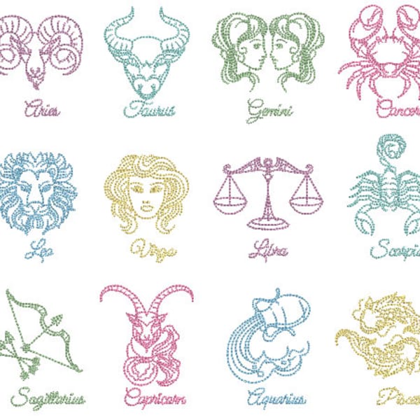 Embroidery Patterns for Zodiac Signs - Etsy