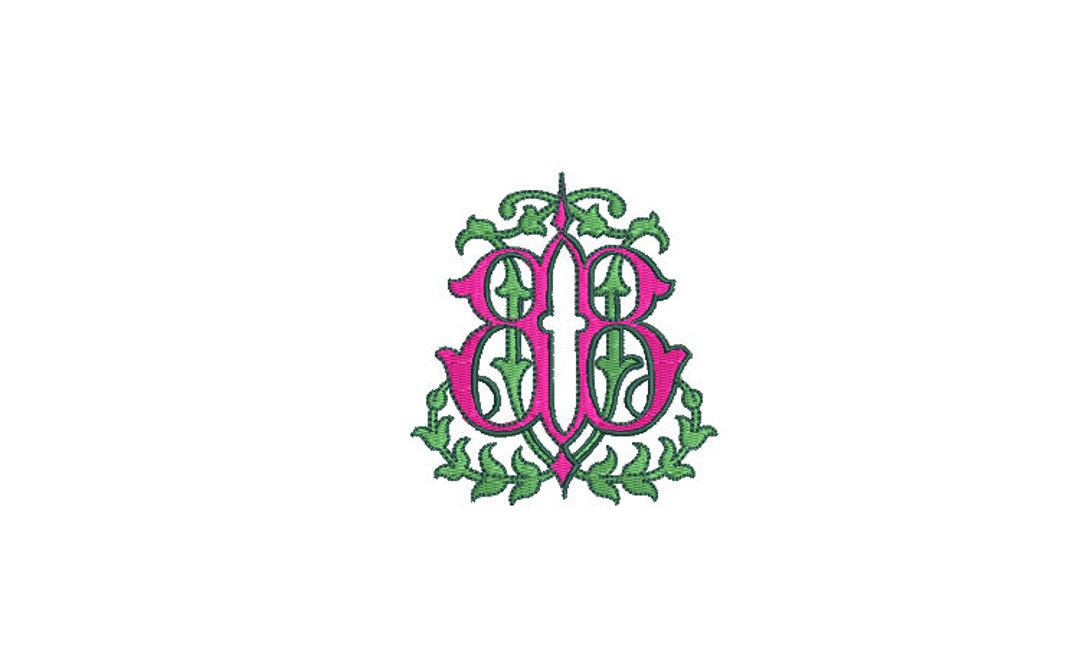 Antique J B Monogram or B J - Machine Embroidery File Design - 3x3 Inch ...
