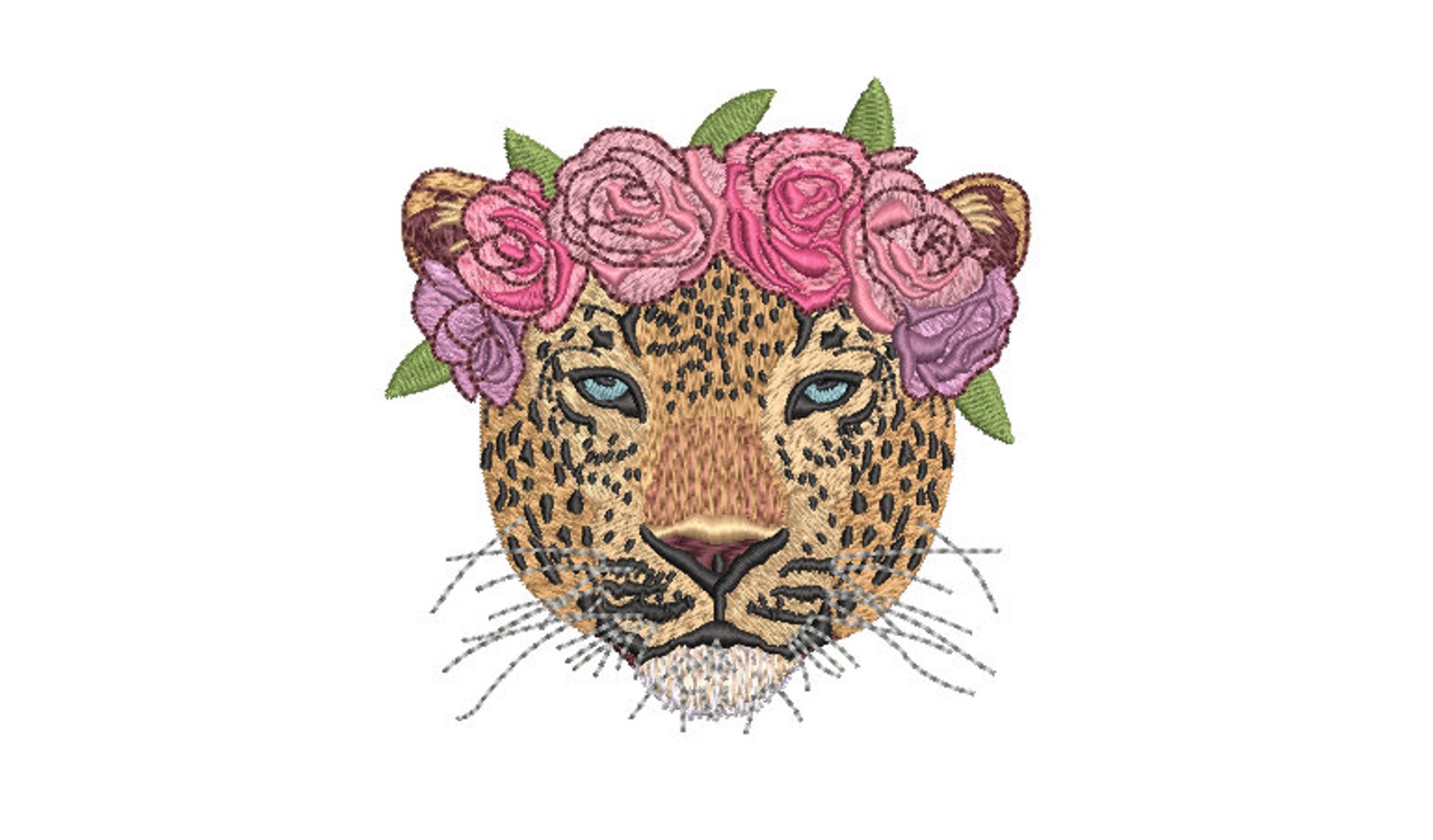Leopard Flower Crown Machine Embroidery File Design 4x4 Inch - Etsy