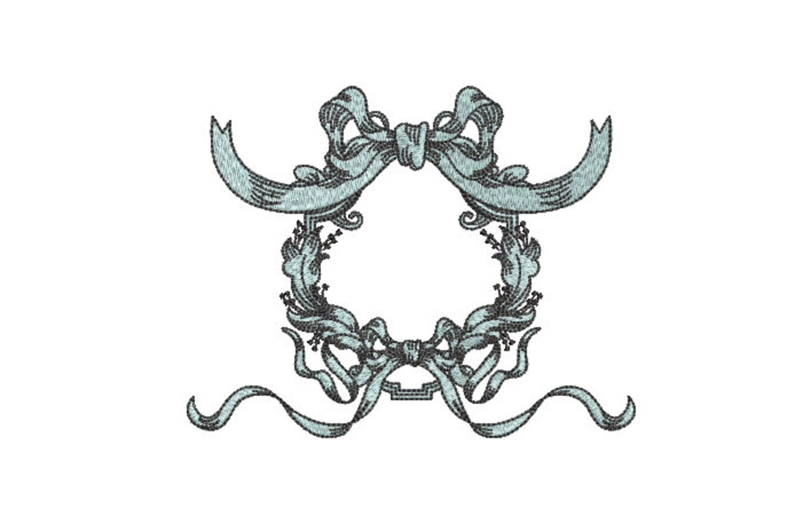 Antique Bow Monogram Frame - Machine Embroidery File Design - 5x7 Inch ...