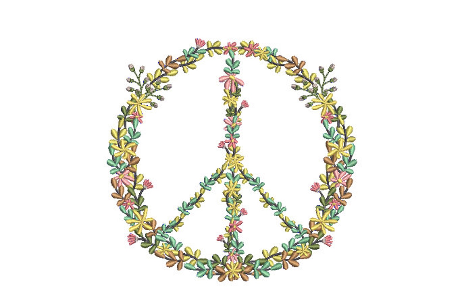 Floral Peace Sign Machine Embroidery File Design 5x7 Inch - Etsy