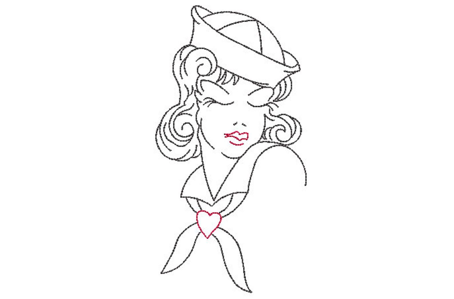 Sailor Jerry Girl Pinup Tattoo Retro Machine Embroidery File - Etsy