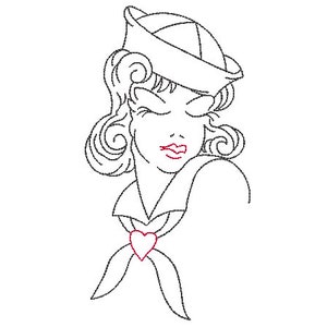 Sailor Jerry Girl Pinup Tattoo Retro Machine Embroidery File Design 5 X ...