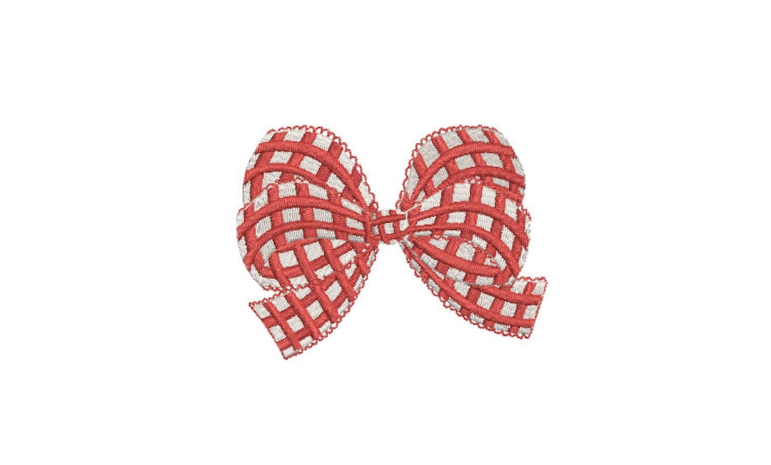 Red Check Bow Machine Embroidery File Design - 4 X 4 Inch Hoop ...