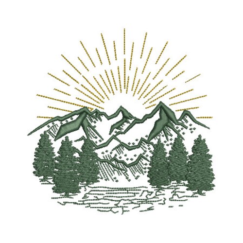 Mountains Machine Embroidery Design Rocky Nature Hiking - Etsy