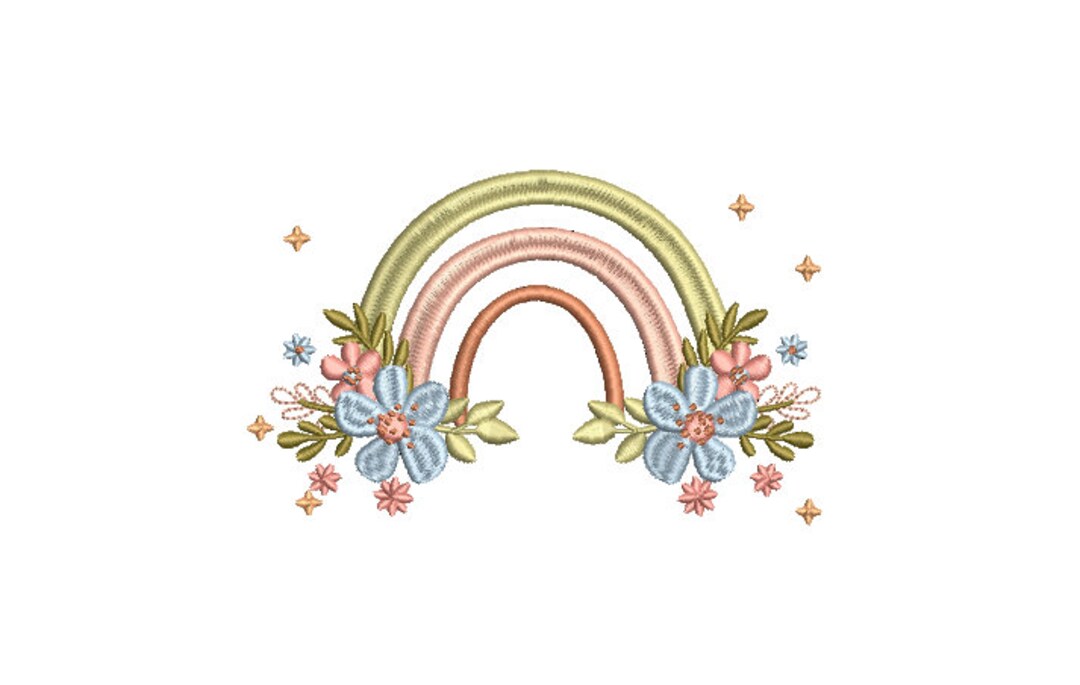 Little Flower Rainbow - Machine Embroidery File Design - 5x7 Inch Hoop ...