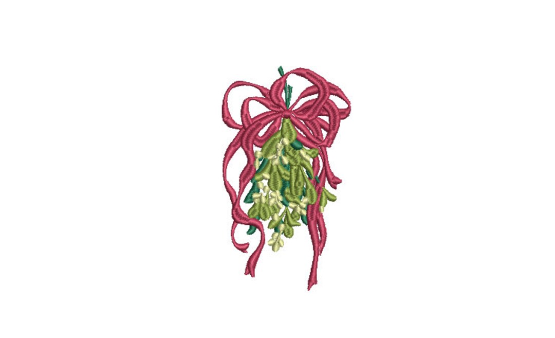Mistletoe Ribbon Embroidery Design - Machine Embroidery File - Design ...