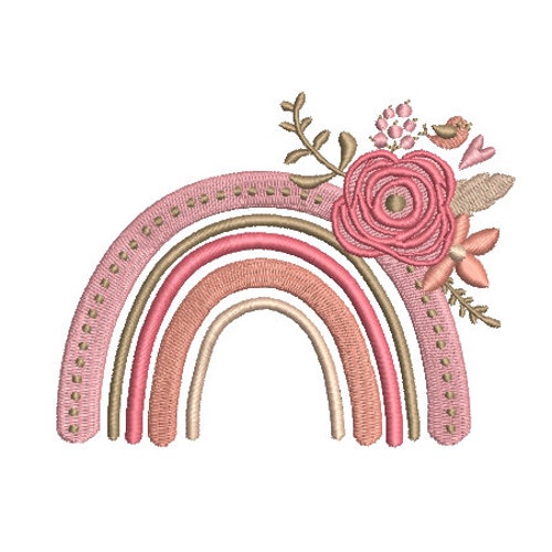 Floral Rainbow Machine Embroidery File Design 4x4 Inch - Etsy
