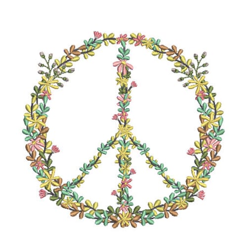 Floral Peace Sign Machine Embroidery File Design 5x7 Inch - Etsy
