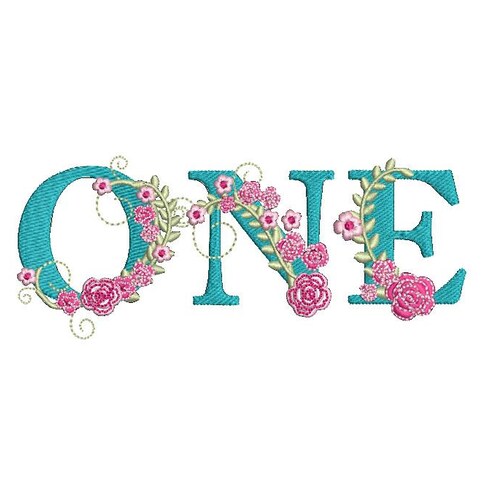 Flora Roses ONE Word First Birthday Machine Embroidery File - Etsy