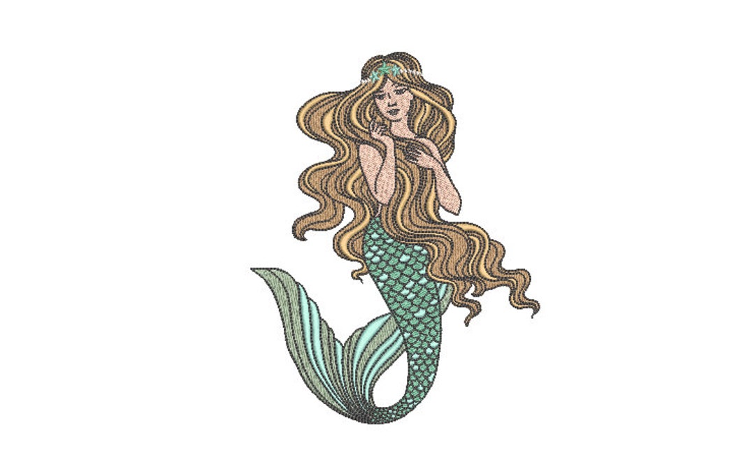 Mermaid Embroidery Design - Mermaid Machine Embroidery File Design ...
