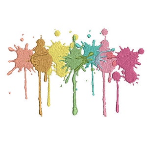 Pastel Paint Splatter Machine Embroidery File Design - 7x12 Inch Hoop ...