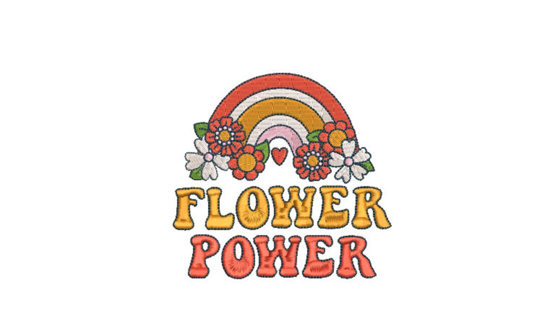 Flower Power Rainbow - Machine Embroidery File Design - 4x4 Inch Hoop ...