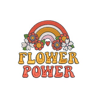 Flower Power Rainbow - Machine Embroidery File Design - 4x4 Inch Hoop ...