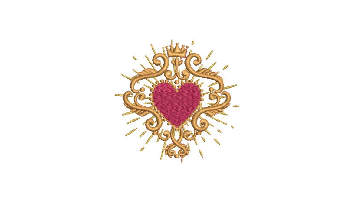 Ruby Milagro Charm Heart Mexican - Machine Embroidery File Design - 4 X ...