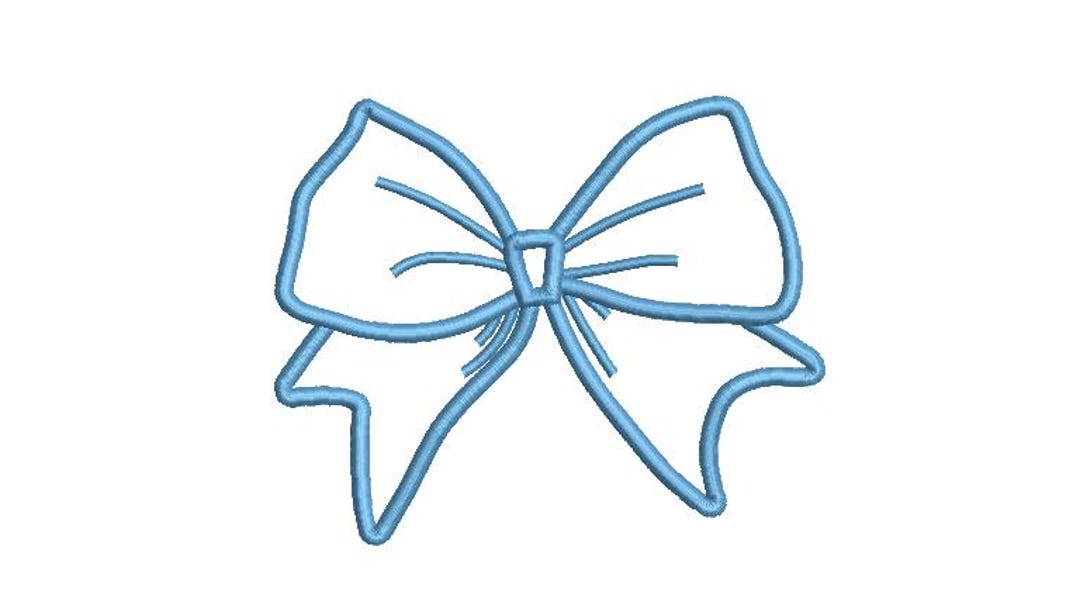 Blue Bow Applique Machine Embroidery File Design 5x7 Hoop - Ribbon Bow ...