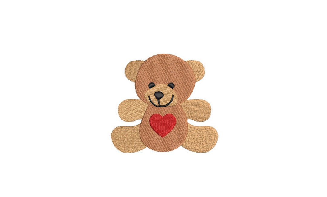 Heart Teddy Bear Machine Embroidery File Design 3x3 Inch Hoop Instant ...
