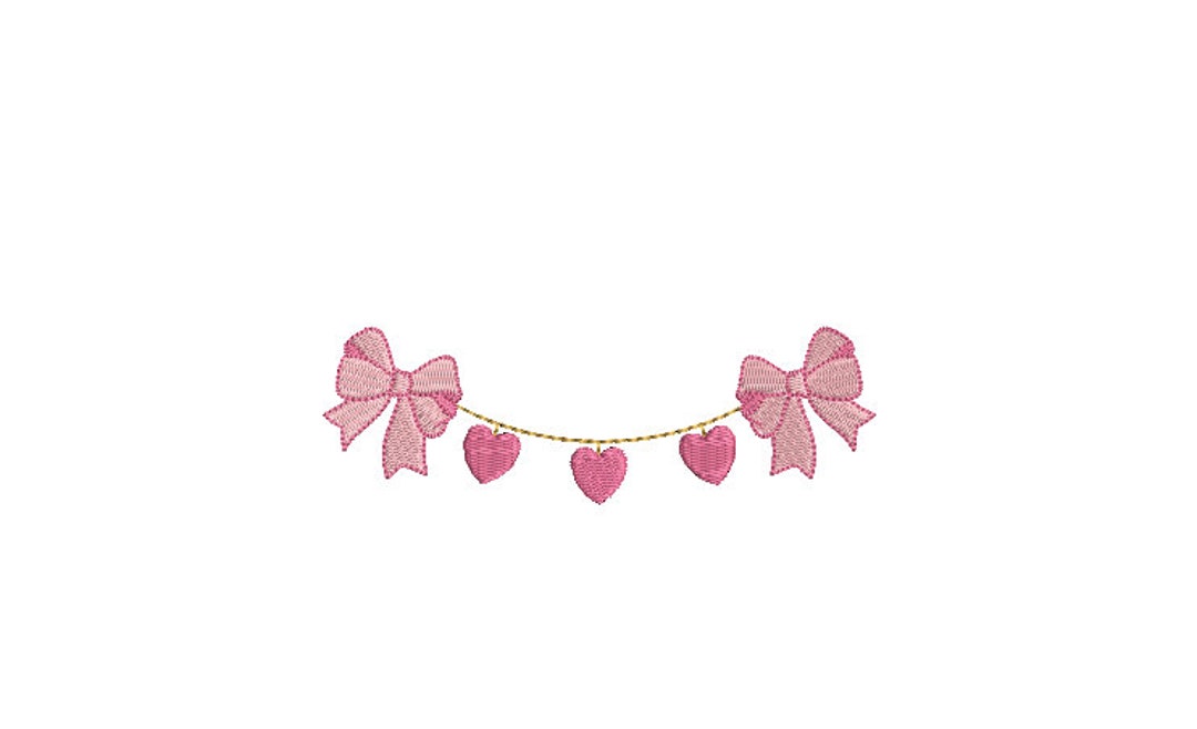 Heart Bow Swag Machine Embroidery File Design - 4x4 Inch Hoop - Bow ...