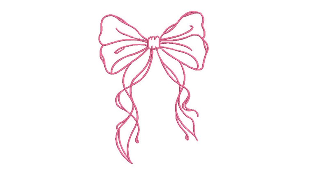 Big Sketched Bow Machine Embroidery File Design - 5x7 Inch Hoop ...