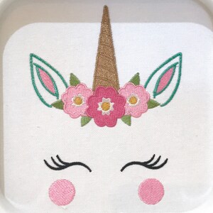 Unicorn Embroidery Design - Unicorn Face Flowers Machine Embroidery ...