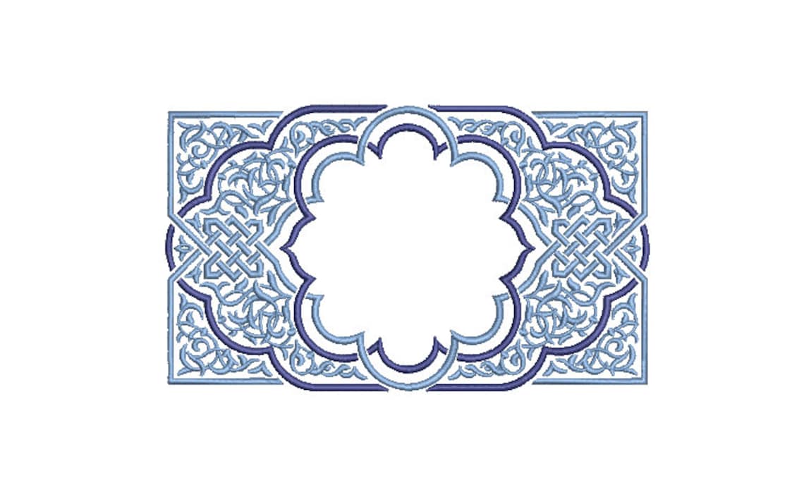 Blue Luxe Monogram Frame Machine Embroidery File Design | Etsy