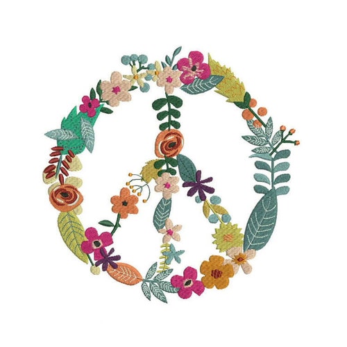 Peace Heart Machine Embroidery Design - Etsy