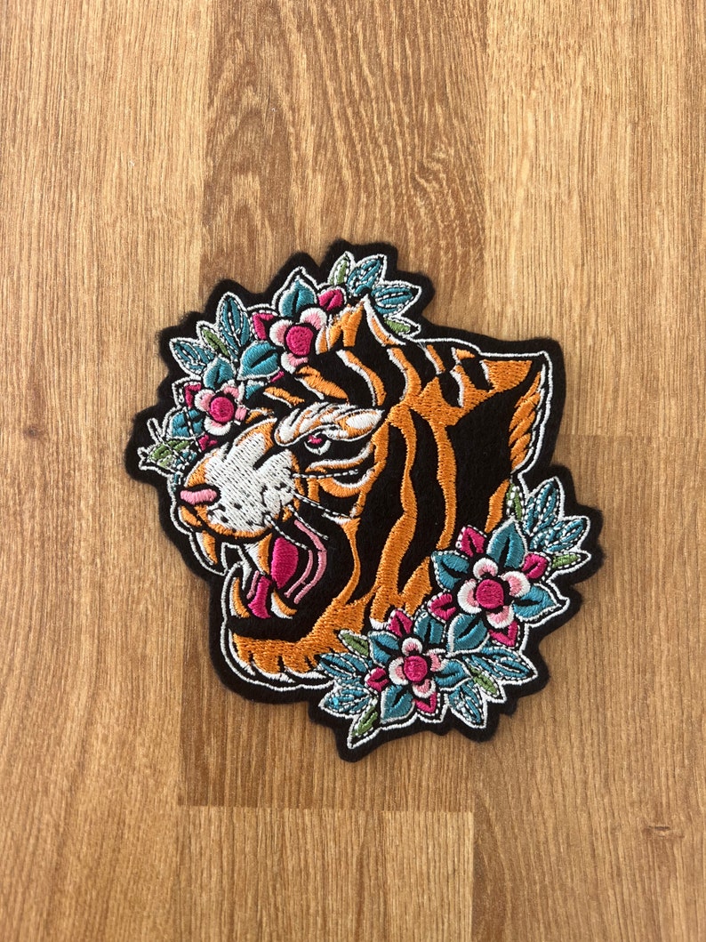 Tiger Flowers Tattoo Embroidery Design Tiger Face Urban - Etsy