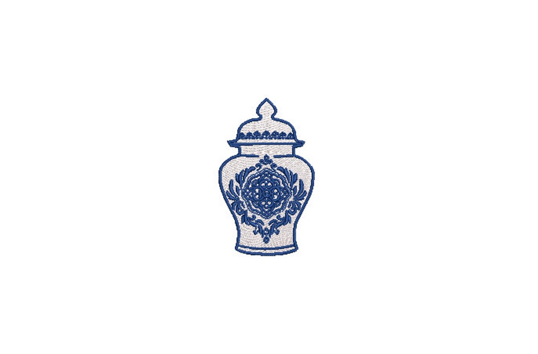 Chinoiserie Simple Ginger Jar - Filled Machine Embroidery File Design ...