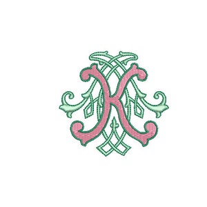 Antique K A Monogram or A K - Machine Embroidery File Design - 3x3 Inch ...