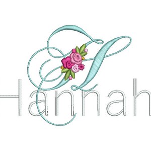 Pretty Rose Script LETTER H Machine Embroidery File Design - 5 X 7 Inch ...
