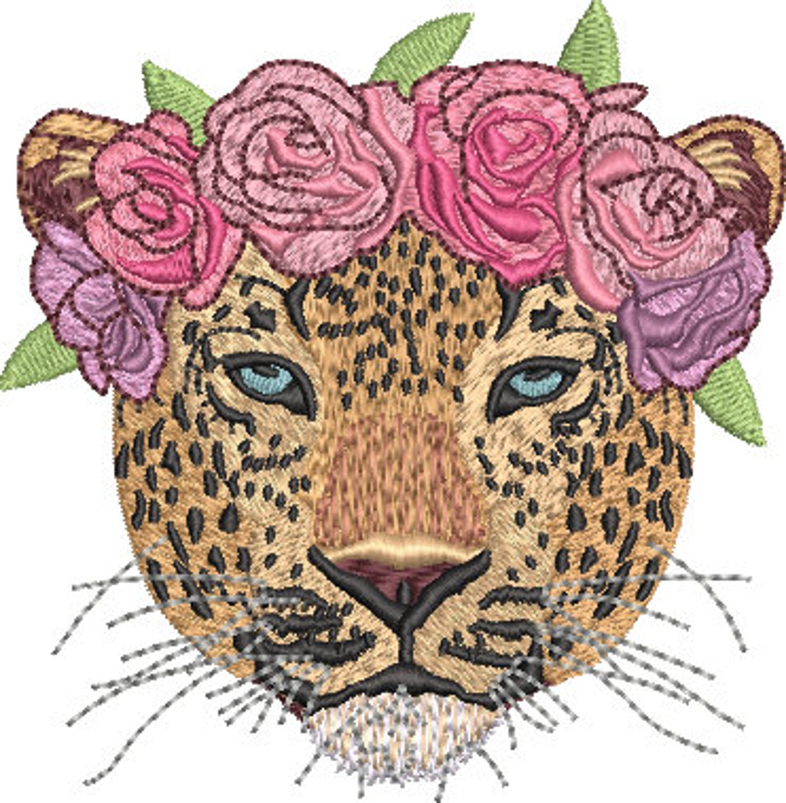 Leopard Flower Crown Machine Embroidery File Design 4x4 Inch | Etsy