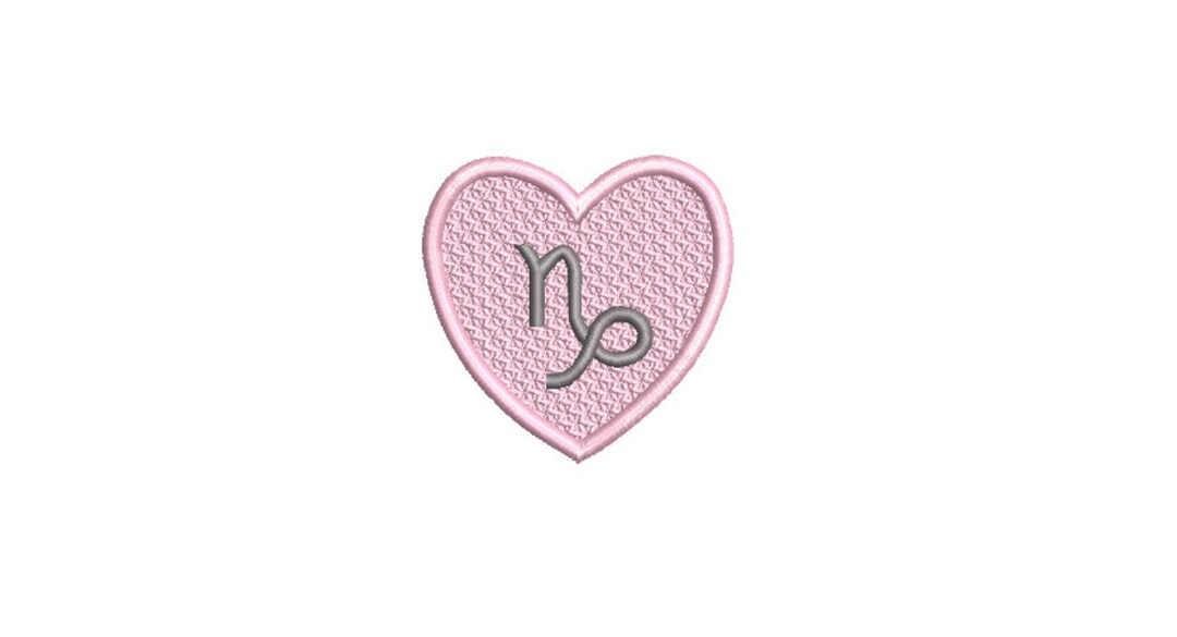 Capricorn Heart Patch Zodiac Embroidery Design - Machine Embroidery ...