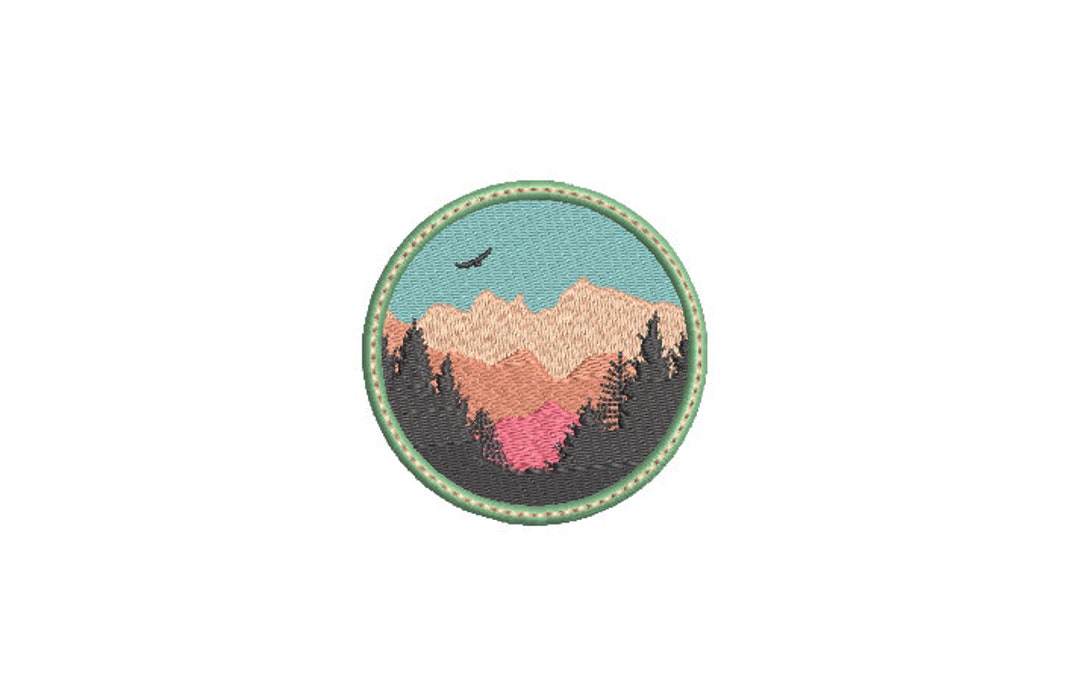 Mountains Patch Embroidery Design - Hiking Embroidery Design - Machine ...