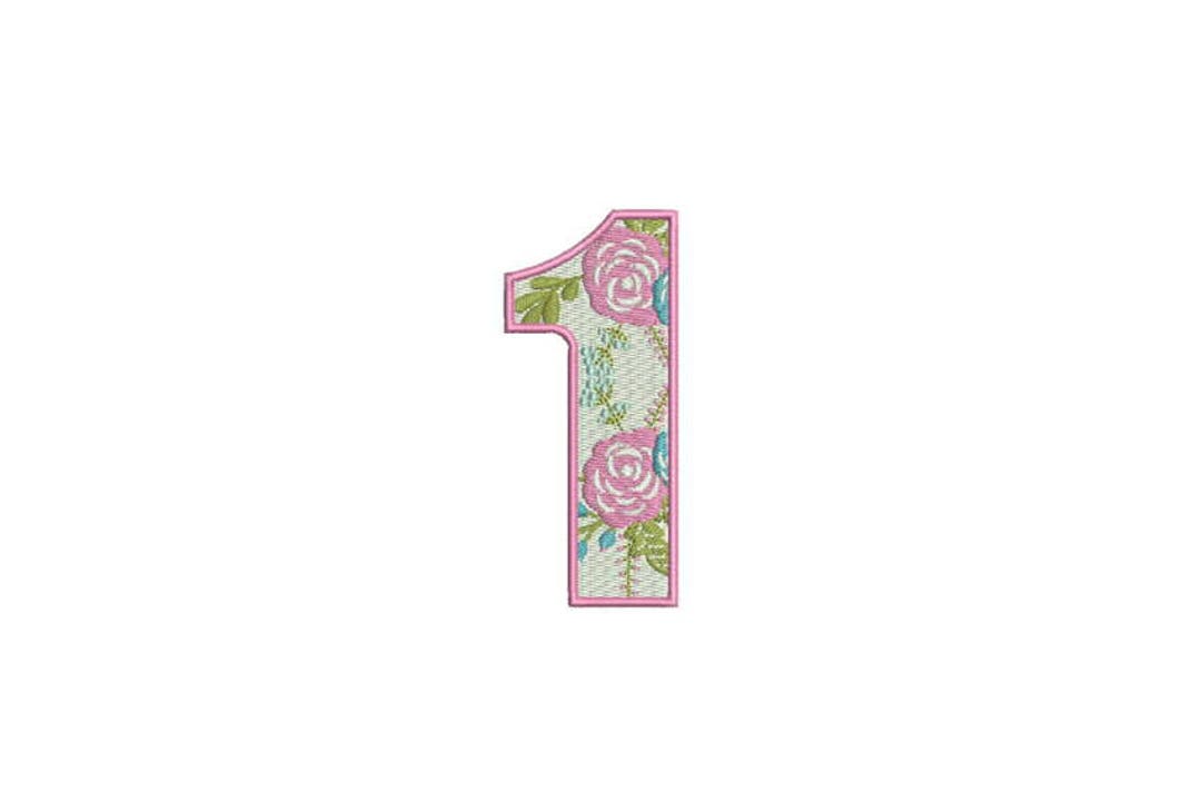 Number 1 - ONE - Floral - First Birthday- Machine Embroidery File ...