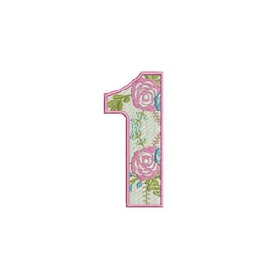 Number 1 - ONE - Floral - First Birthday- Machine Embroidery File ...