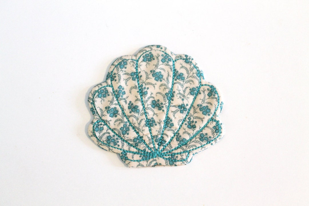 Beach House Seashell Coaster Mug Rug ITH Machine Embroidery File Design ...