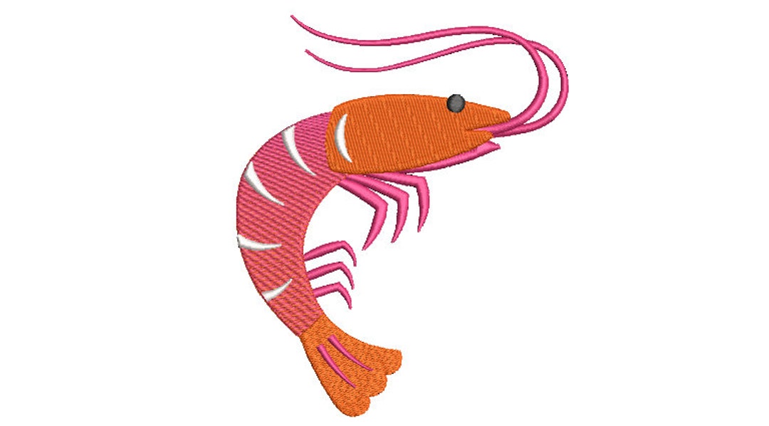 Prawn Machine Embroidery File Design - 5 X 7 Inch Hoop - Shrimp ...