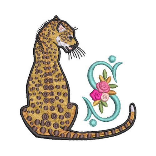 Monogram Leopard Machine Embroidery File Design 4x4 Inch - Etsy