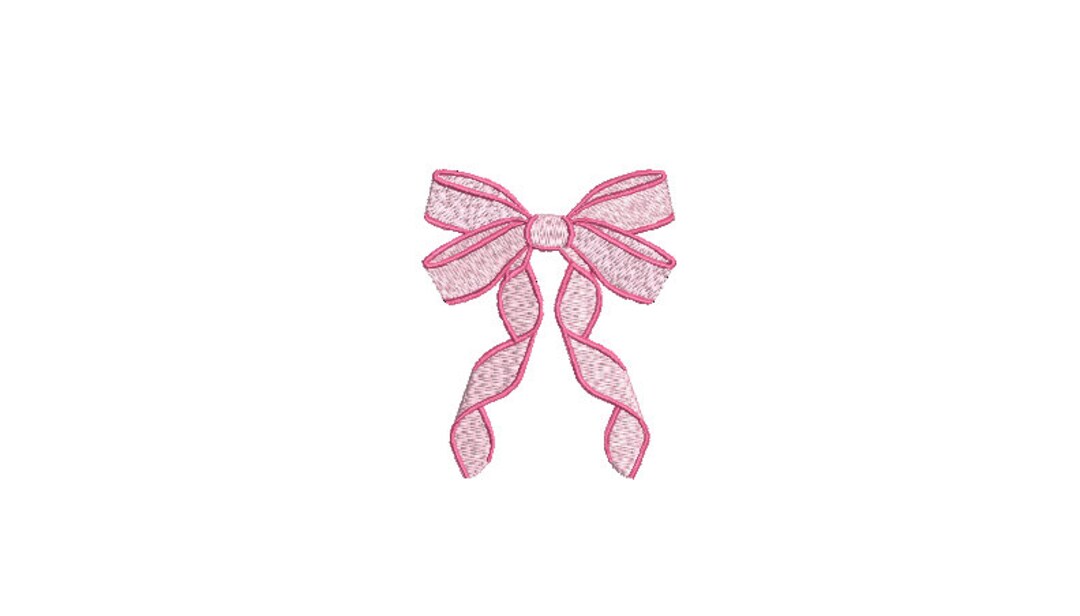Pink Ribbon Bow Machine Embroidery File Design - 3 X 3 Inch Hoop ...