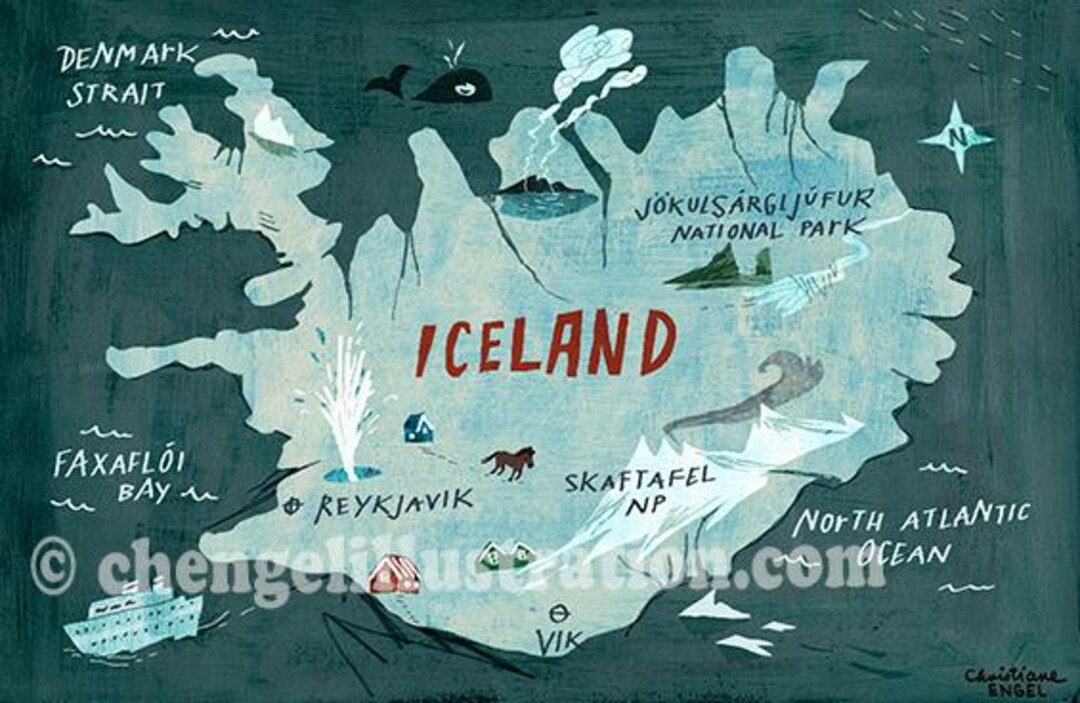 Map of Iceland - Digital Download - Printable Iceland Art Print ...