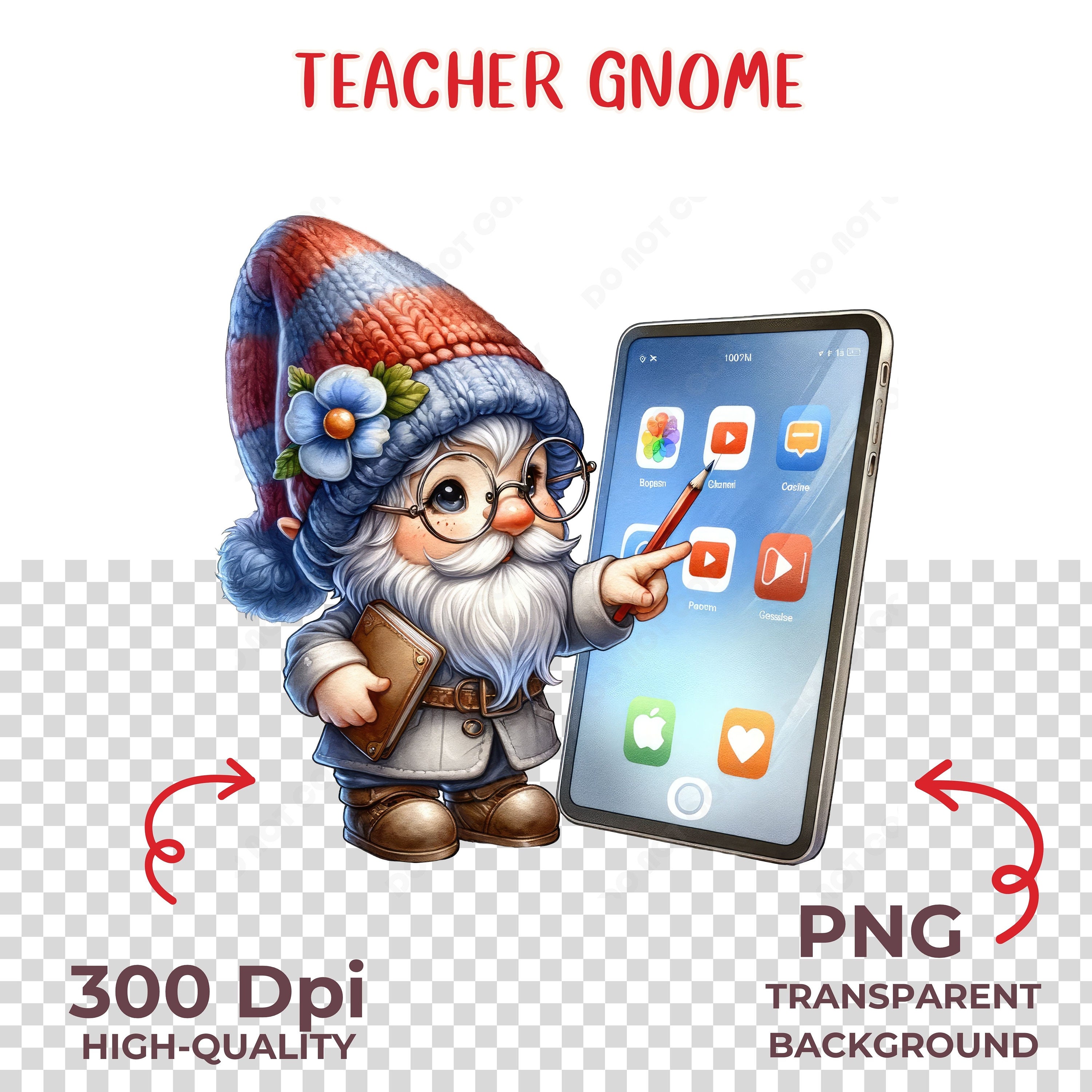 Teacher Gnome Back to School Gnome Teacher Png Teacher Love Watercolor ...