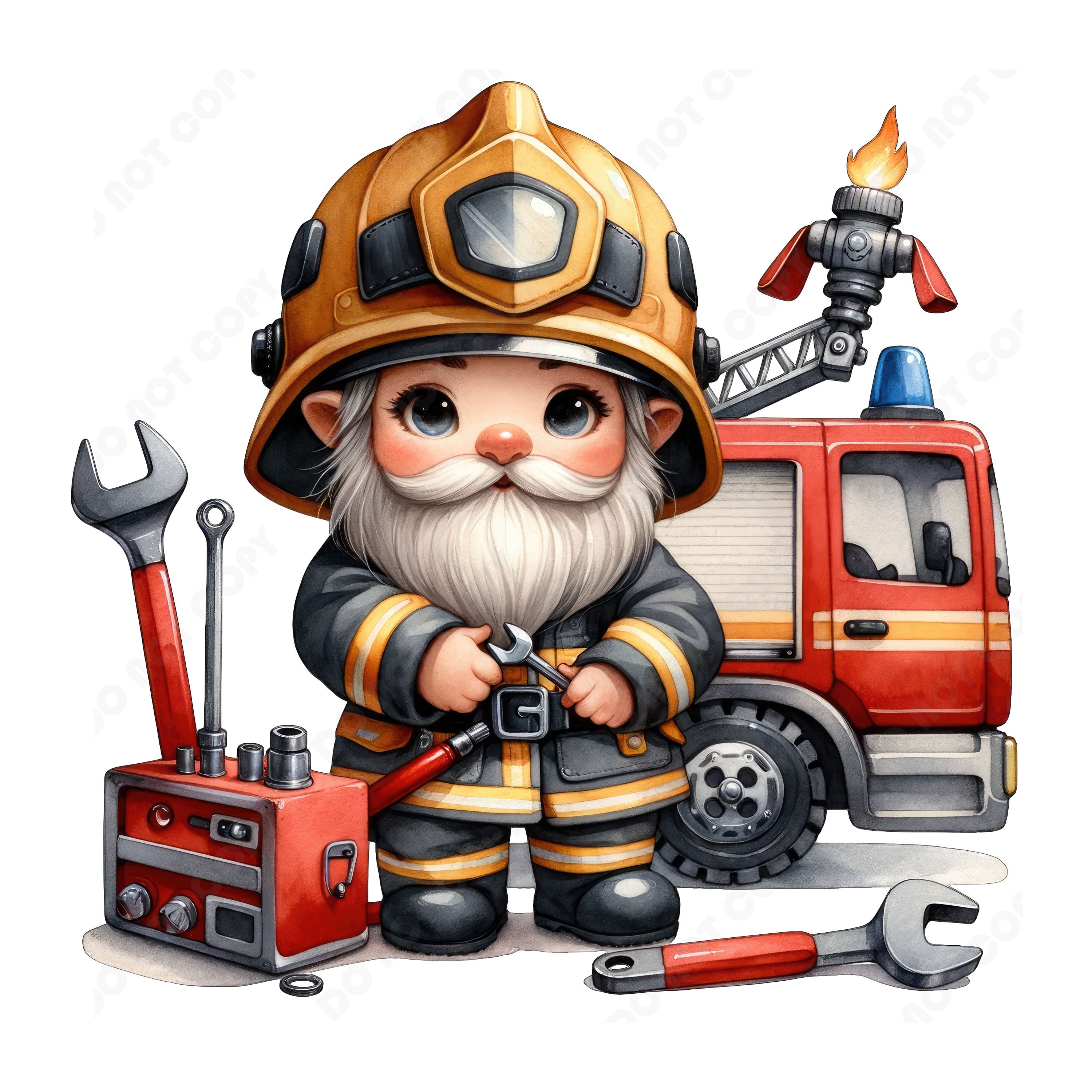 Firefighter Gnome, Fireman,fire Truck, Loverly Gnome, Gnome Gifte ...