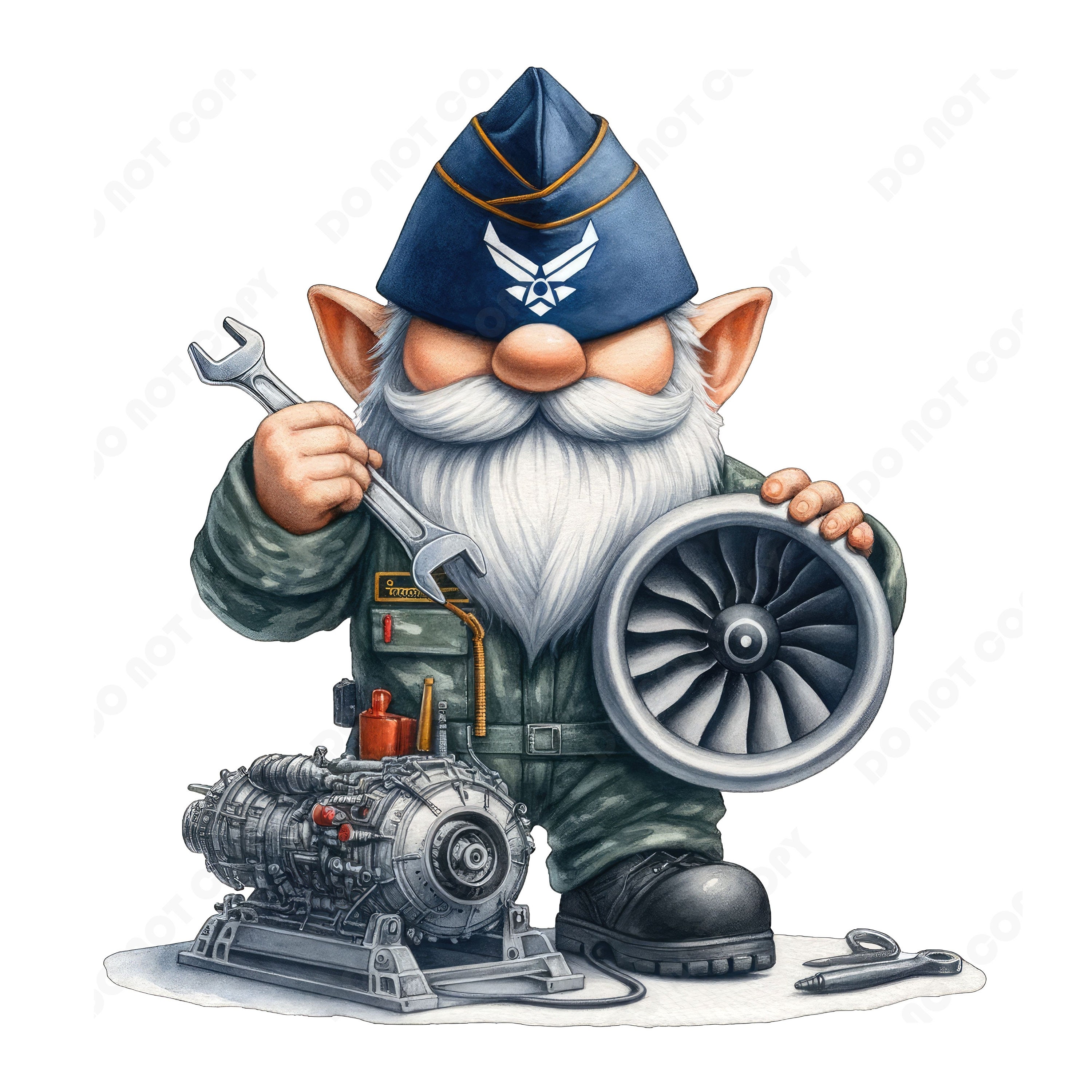 Air Force Gnome Military Gnome US Army Gnome Watercolor Digital Clipart ...