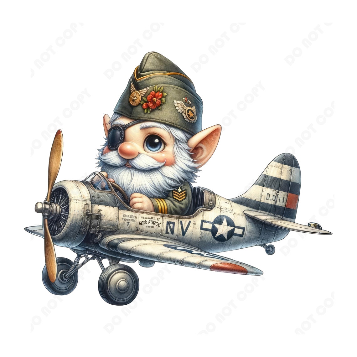 Air Force Gnome Military Gnome US Army Gnome Watercolor Digital Clipart ...