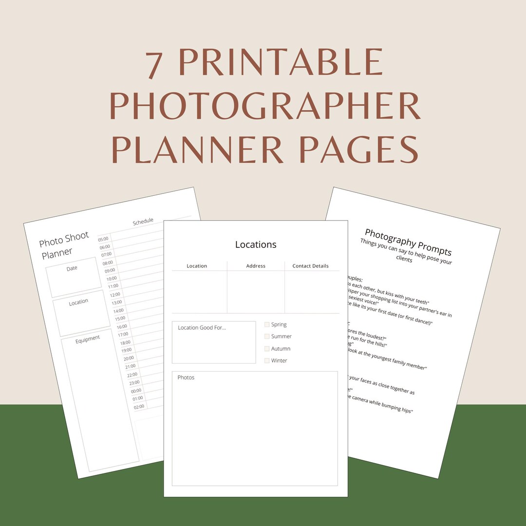 Printable Photographer’s Planner Sheets | A4 Photography Planning Pack ...