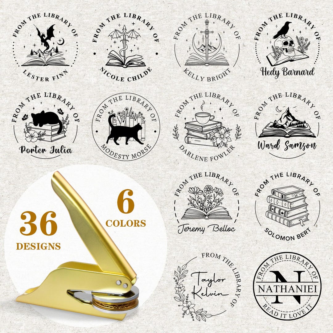 Custom Book Embosser, Personalised Library Stamp, Graduation Gift ...