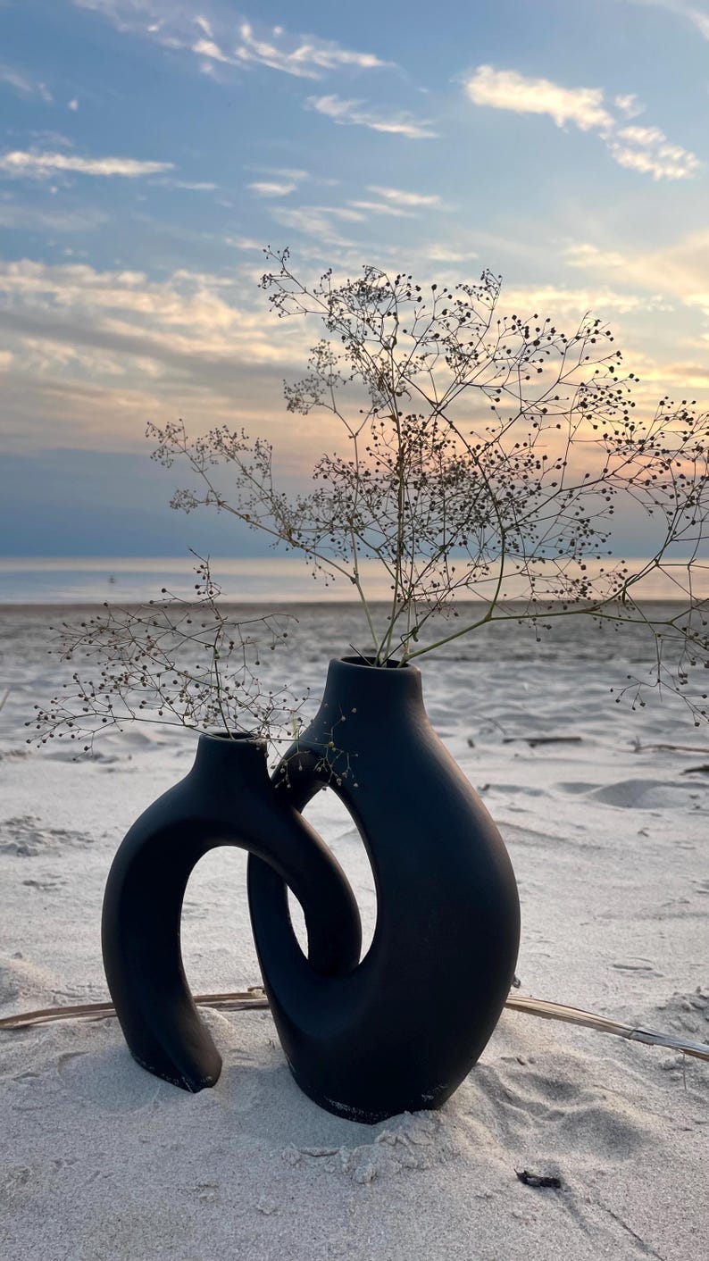 Set of Two Concrete Vases, Matching Vases, Vases Holding Together ...
