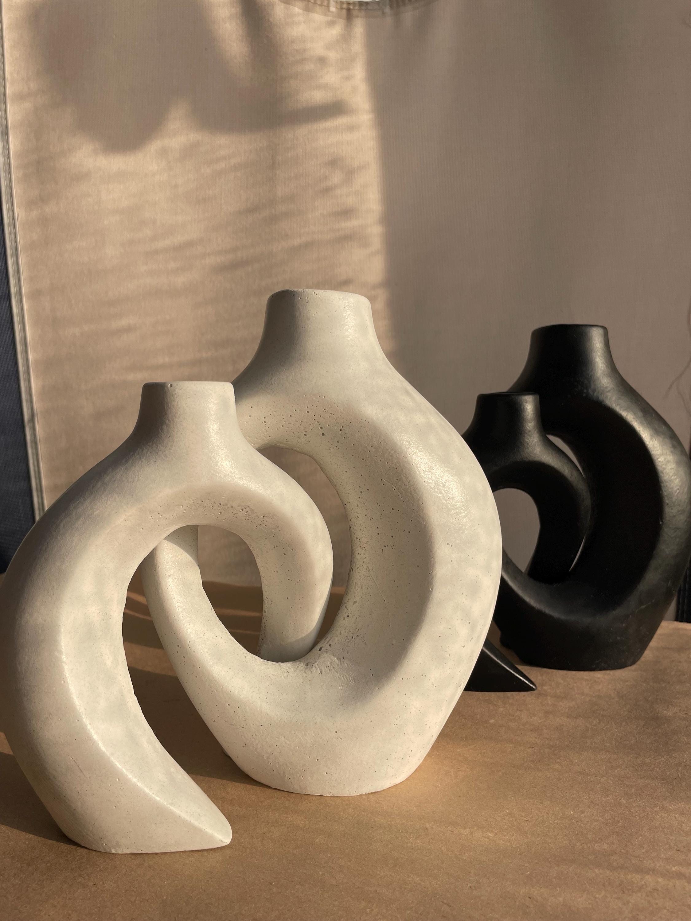 Set of Two Concrete Vases, Matching Vases, Vases Holding Together ...