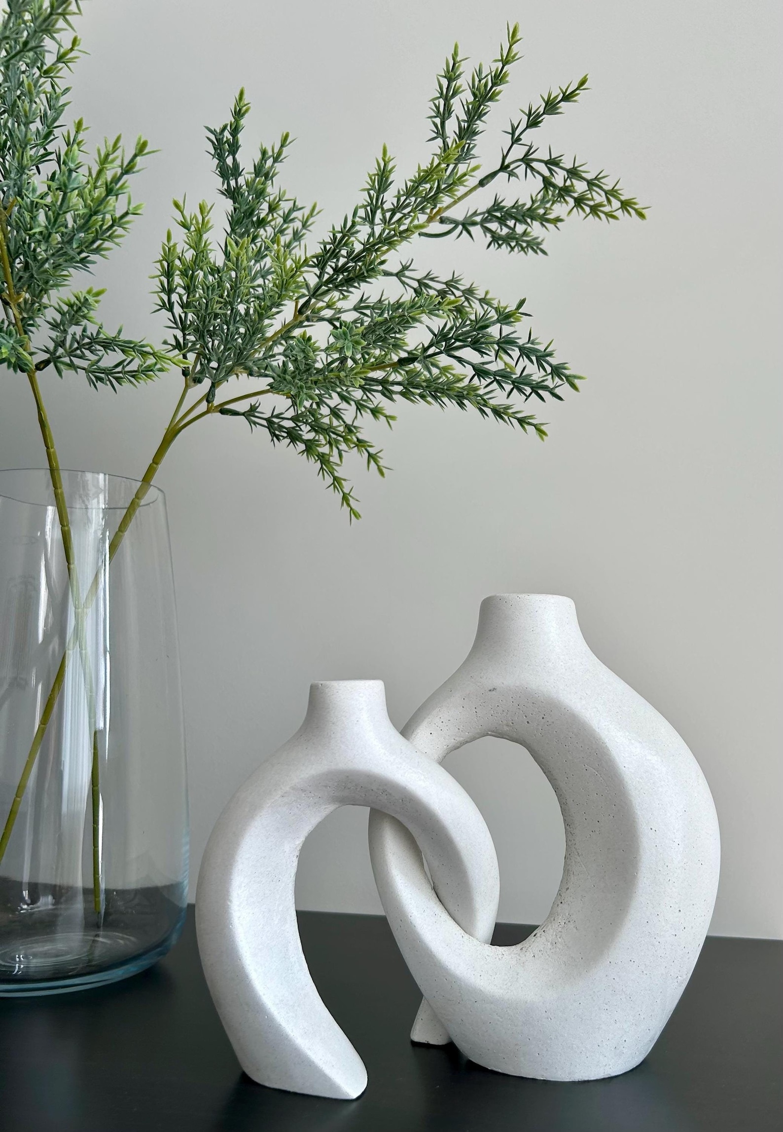 Set of Two Concrete Vases, Matching Vases, Vases Holding Together ...